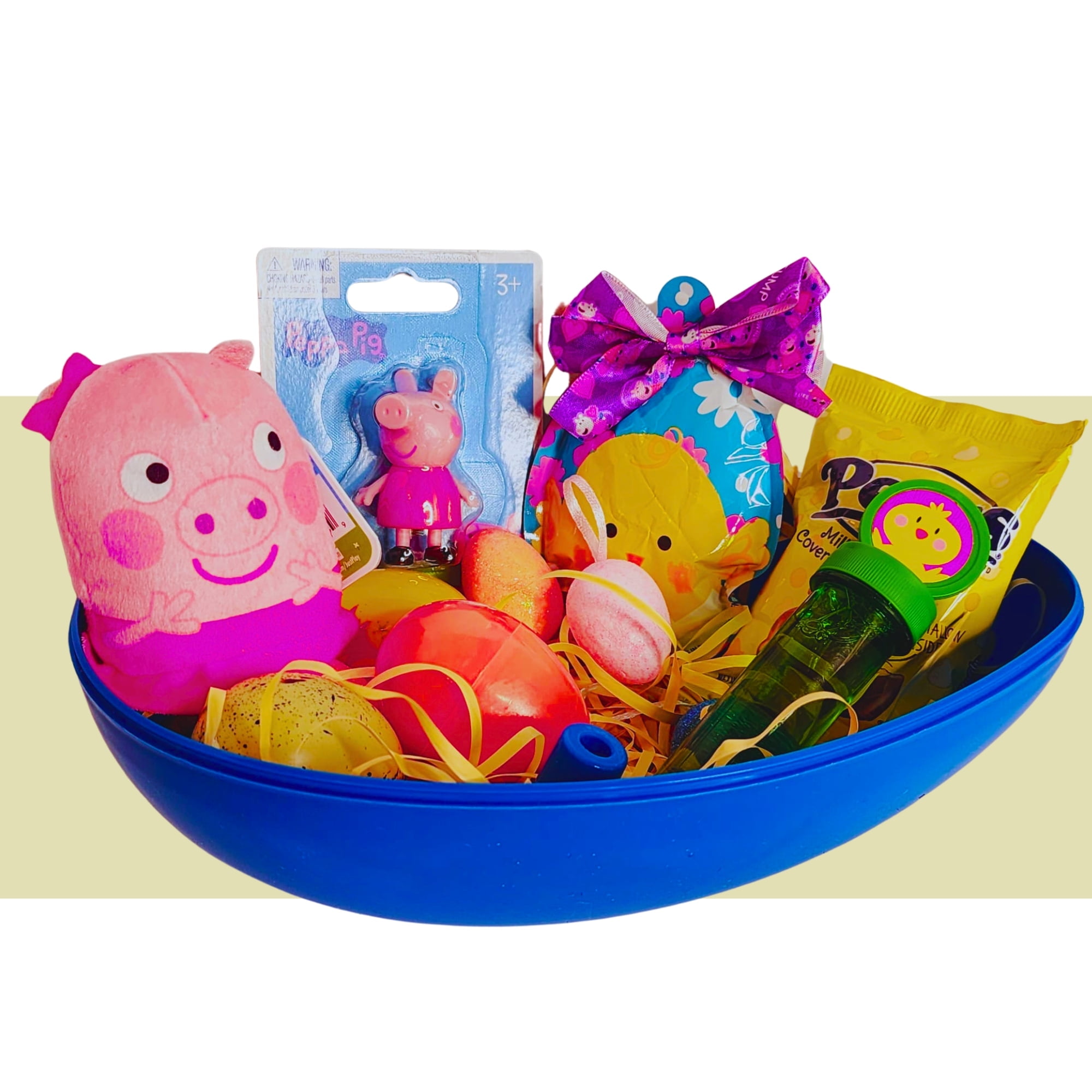 Happy Easter Basket Pre-Filled Surprise Jumbo Egg w/ Peppa Pig Plush ...
