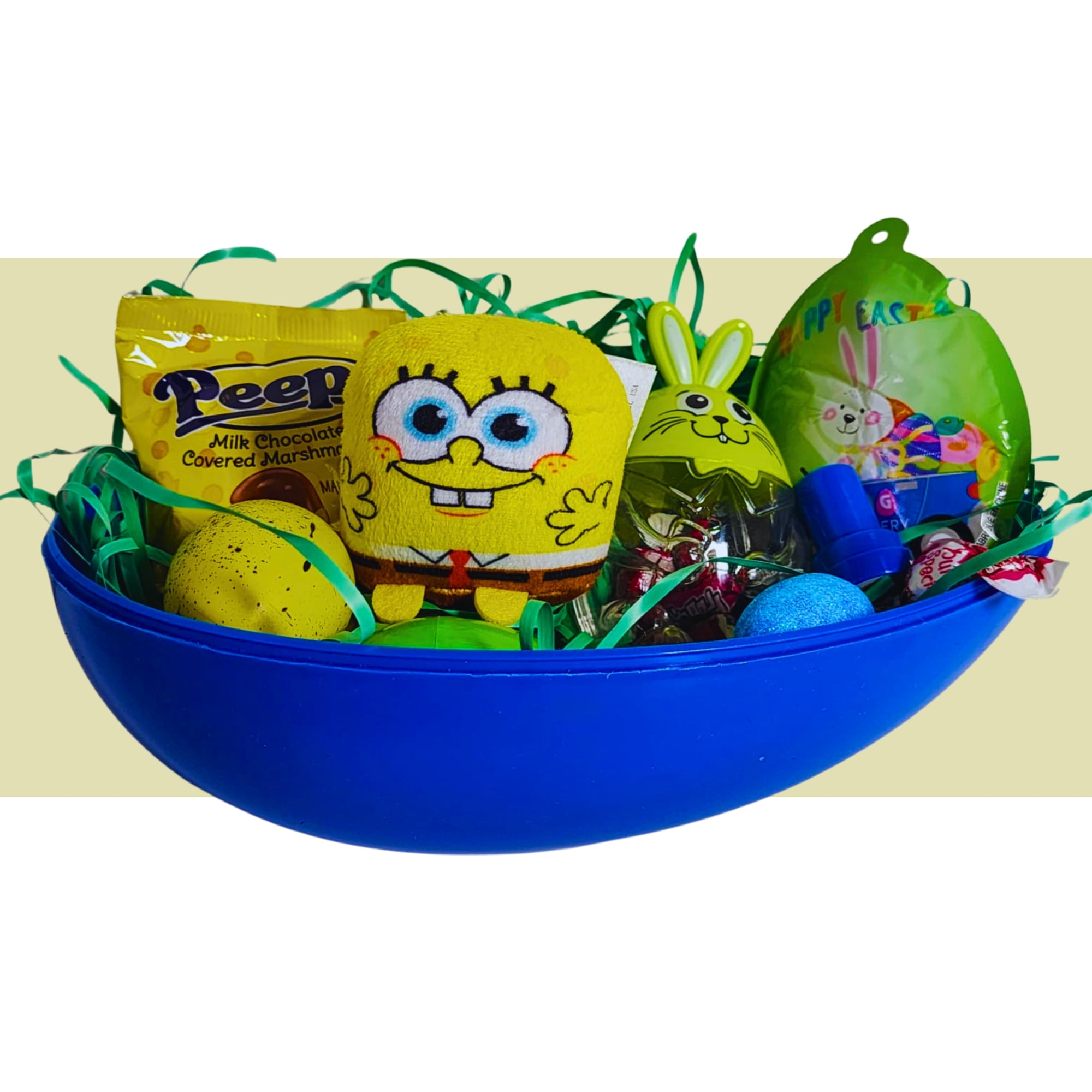 Happy Easter Basket Pre-Filled Surprise Jumbo Egg w/ Spongebob Plush ...