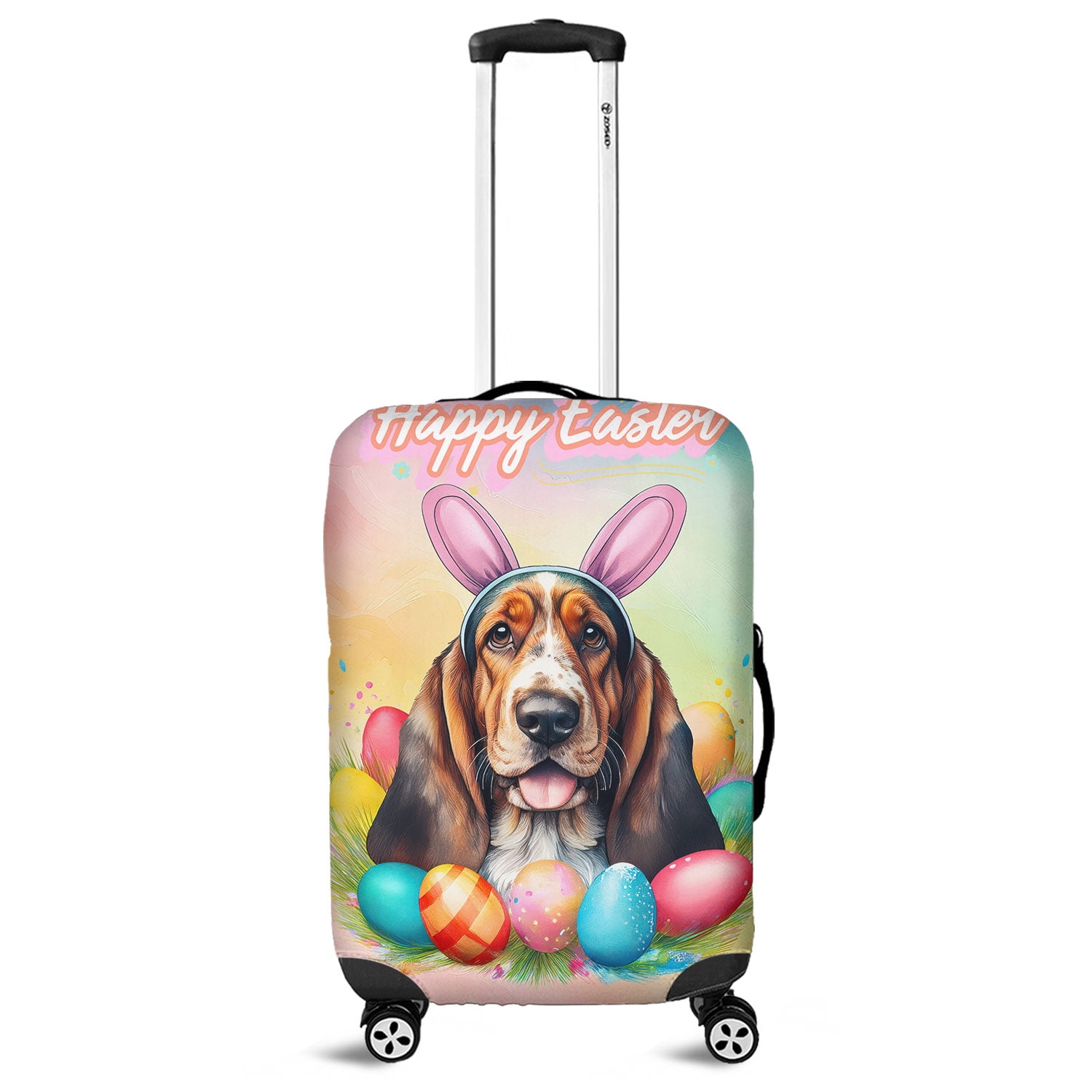 Happy Easter Basset Hound with Bunny Ear Headband and Flowers Travel ...