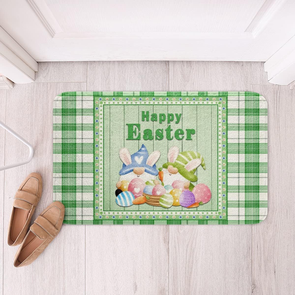 Happy Easter Bathroom Rug Cute Rabbit Gnomes Eggs Shaggy Absorbent ...
