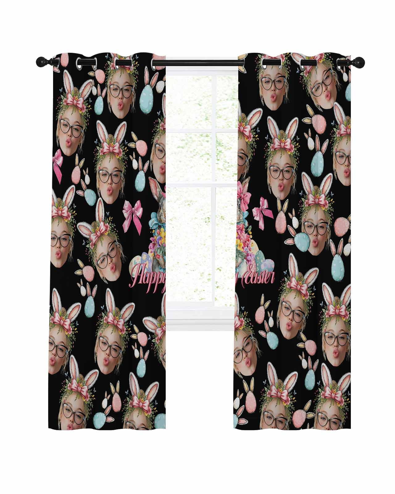 Happy Easter Blackout Curtains for Bedroom Living Room, Cute Rabbit ...