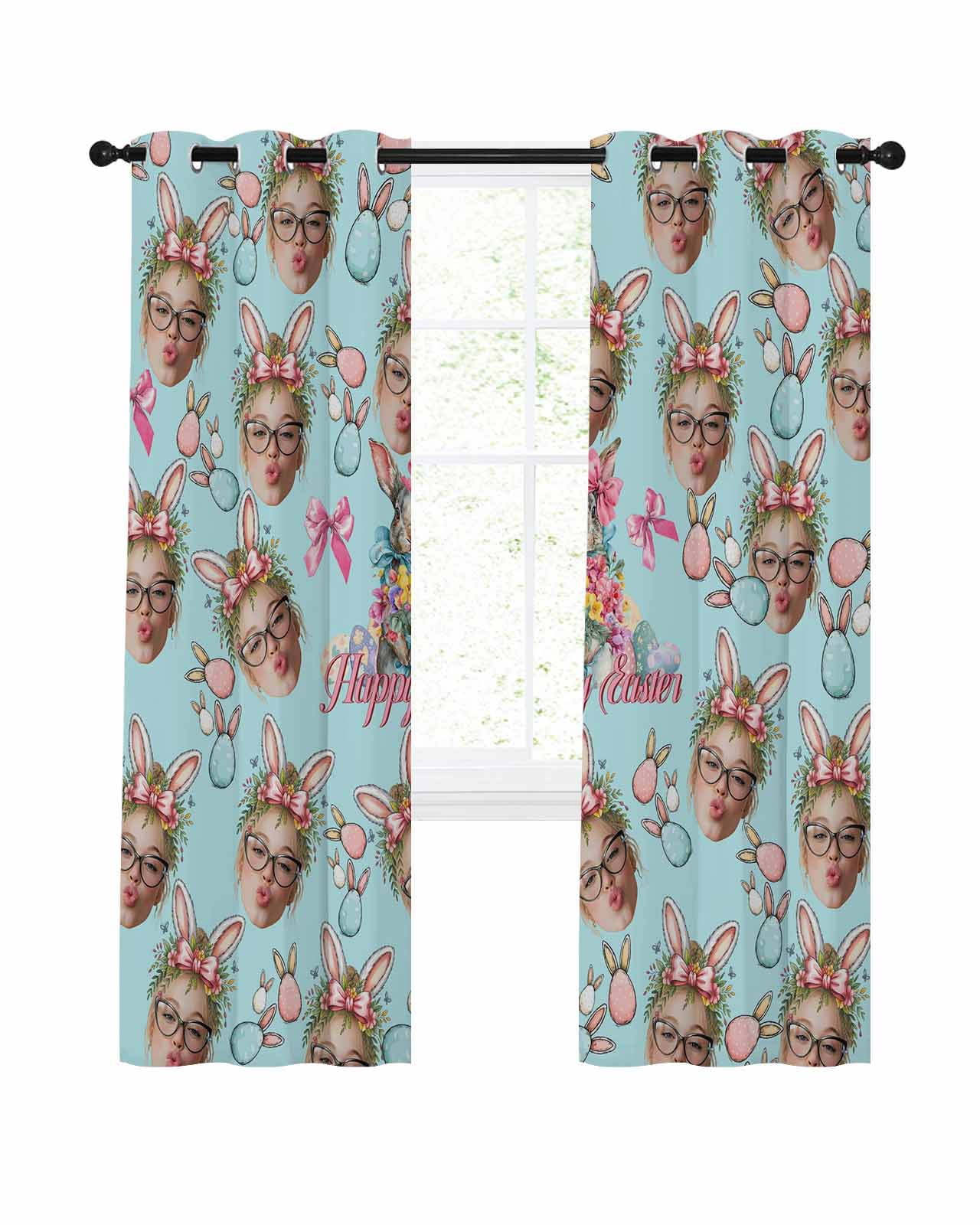 Happy Easter Blackout Curtains for Bedroom Living Room, Cute Rabbit ...