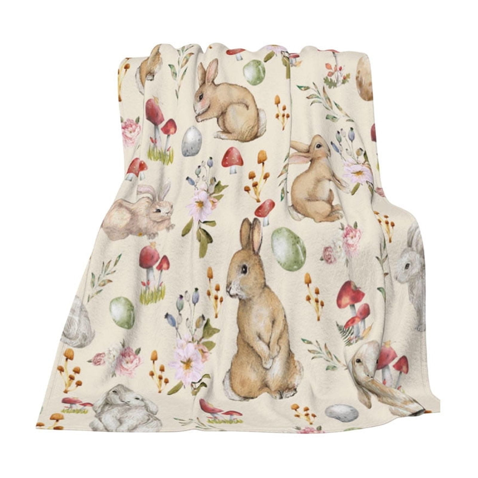 Happy Easter Blanket Easter Rabbit Bunny Eggs Spring Flower Throw ...