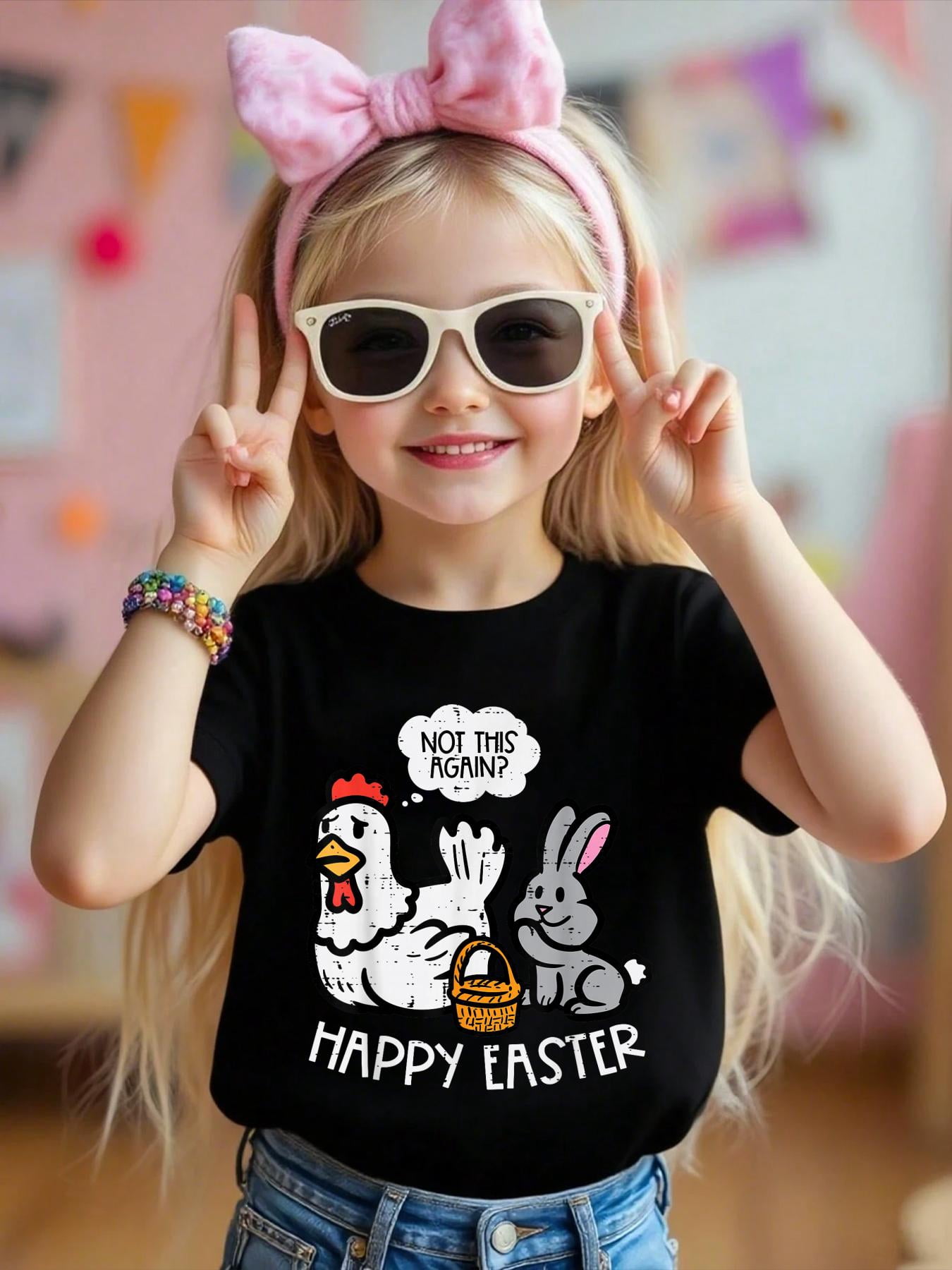 Happy Easter Bunny Chicken Not Again Funny Men Women Kids T-Shirt ...