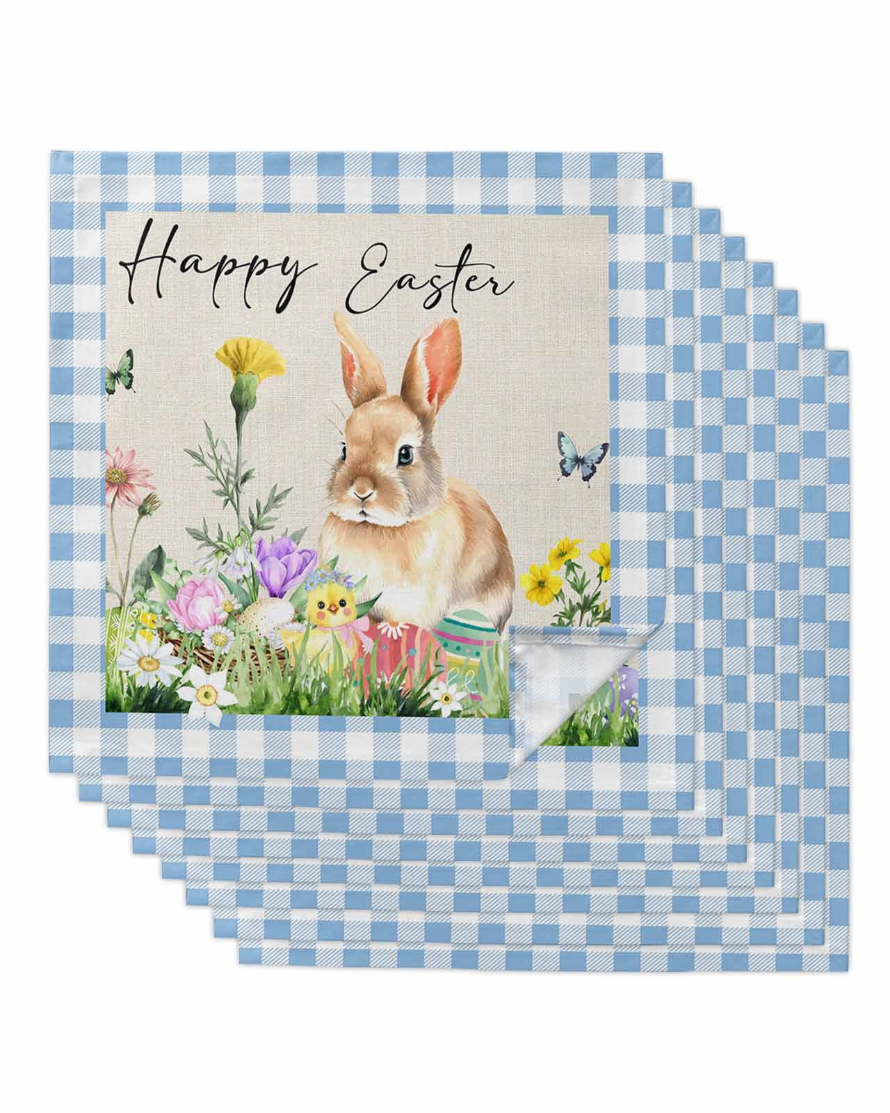 Happy Easter Bunny Cloth Napkins Set of 8 Reusable Dinner Napkins ...