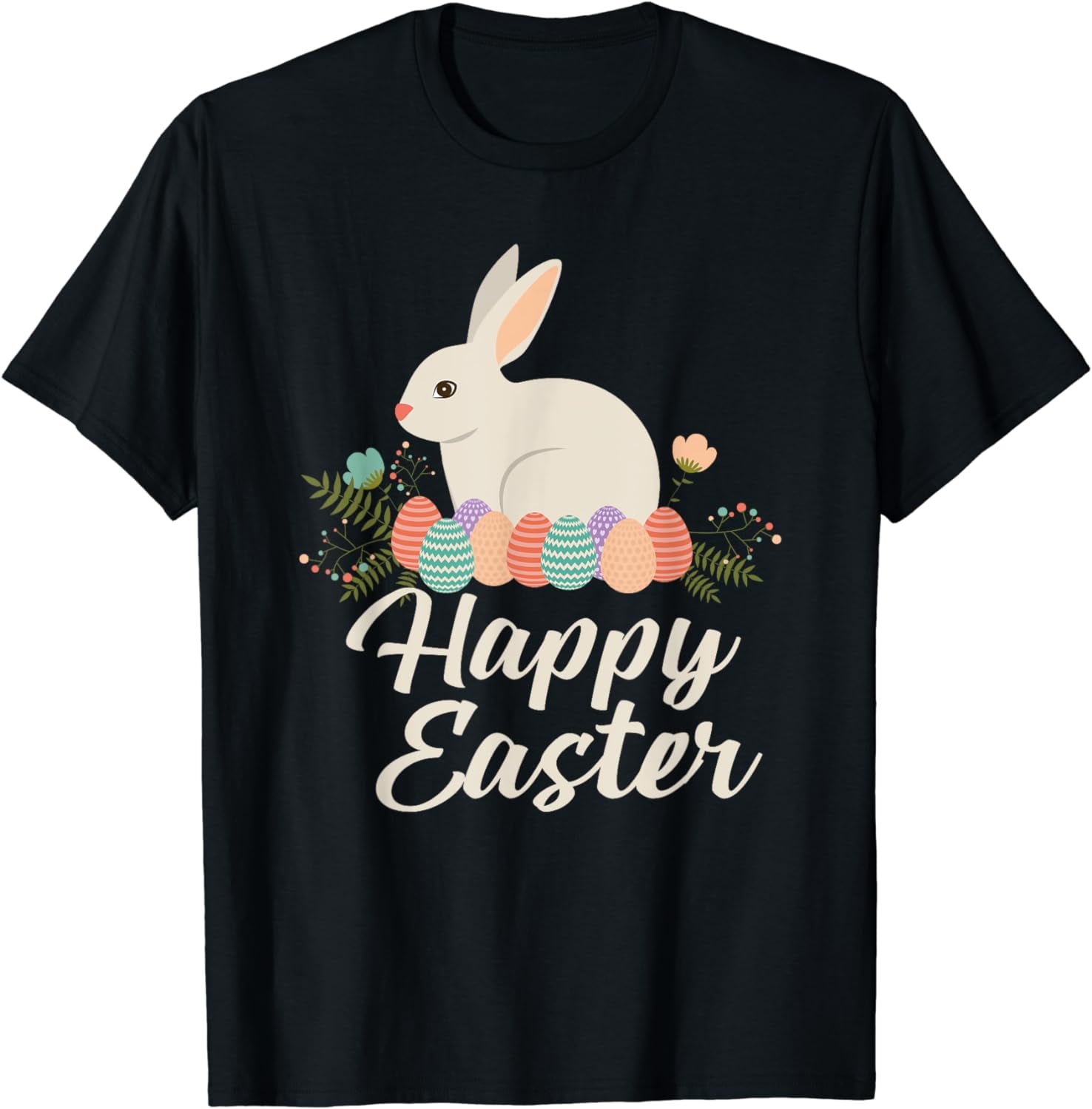 Happy Easter Bunny Easter Outfit Egg Nest Flower Rabbit T-Shirt ...