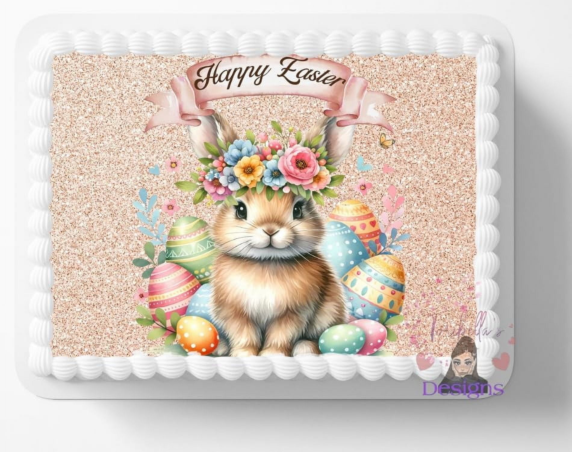 Happy Easter Bunny Easter Rabbit Edible Image Edible Birthday Cake ...