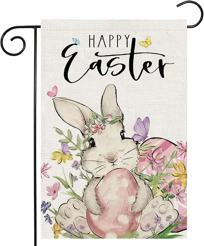 Happy Easter Bunny Egg Garden Flag 12x18 Inch Vertical Double Sided ...