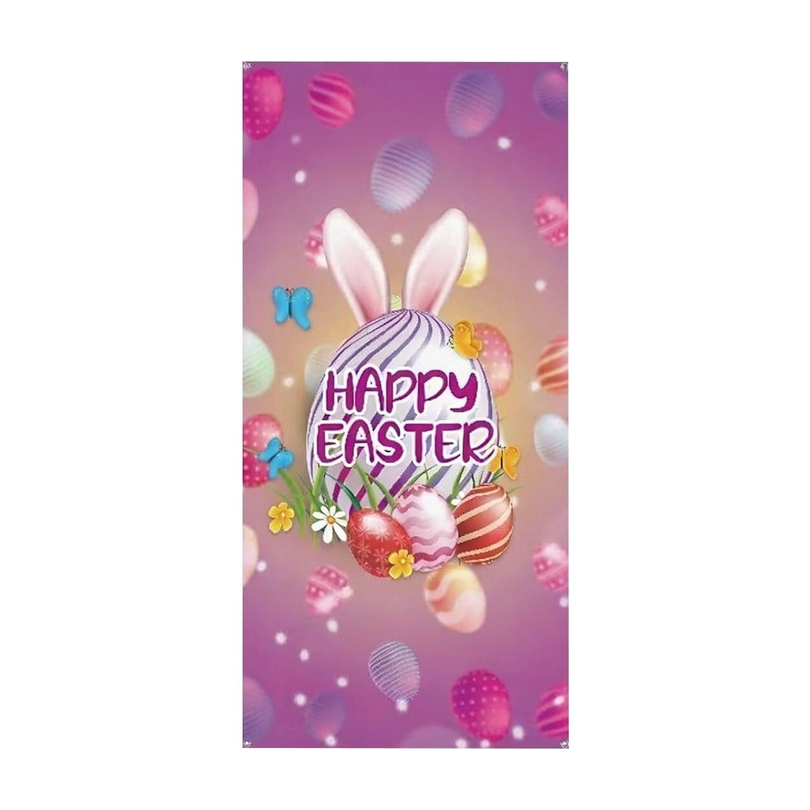 Happy Easter Bunny Eggs Door Cover Holiday Welcome Sign for Front Porch ...