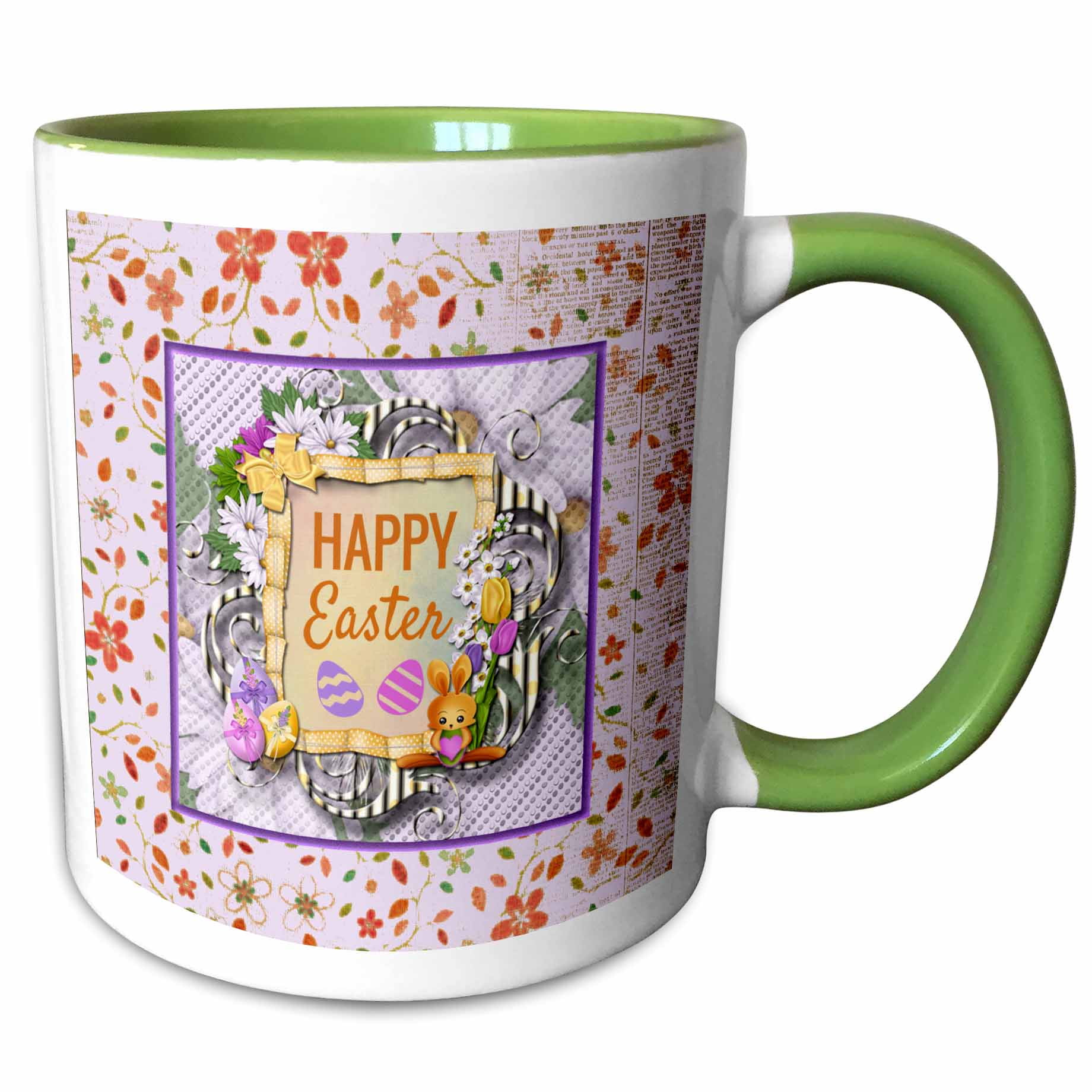 3drose, Happy Easter, Bunny, Flowers, Eggs, Ribbon Bow Frame, Orange ...