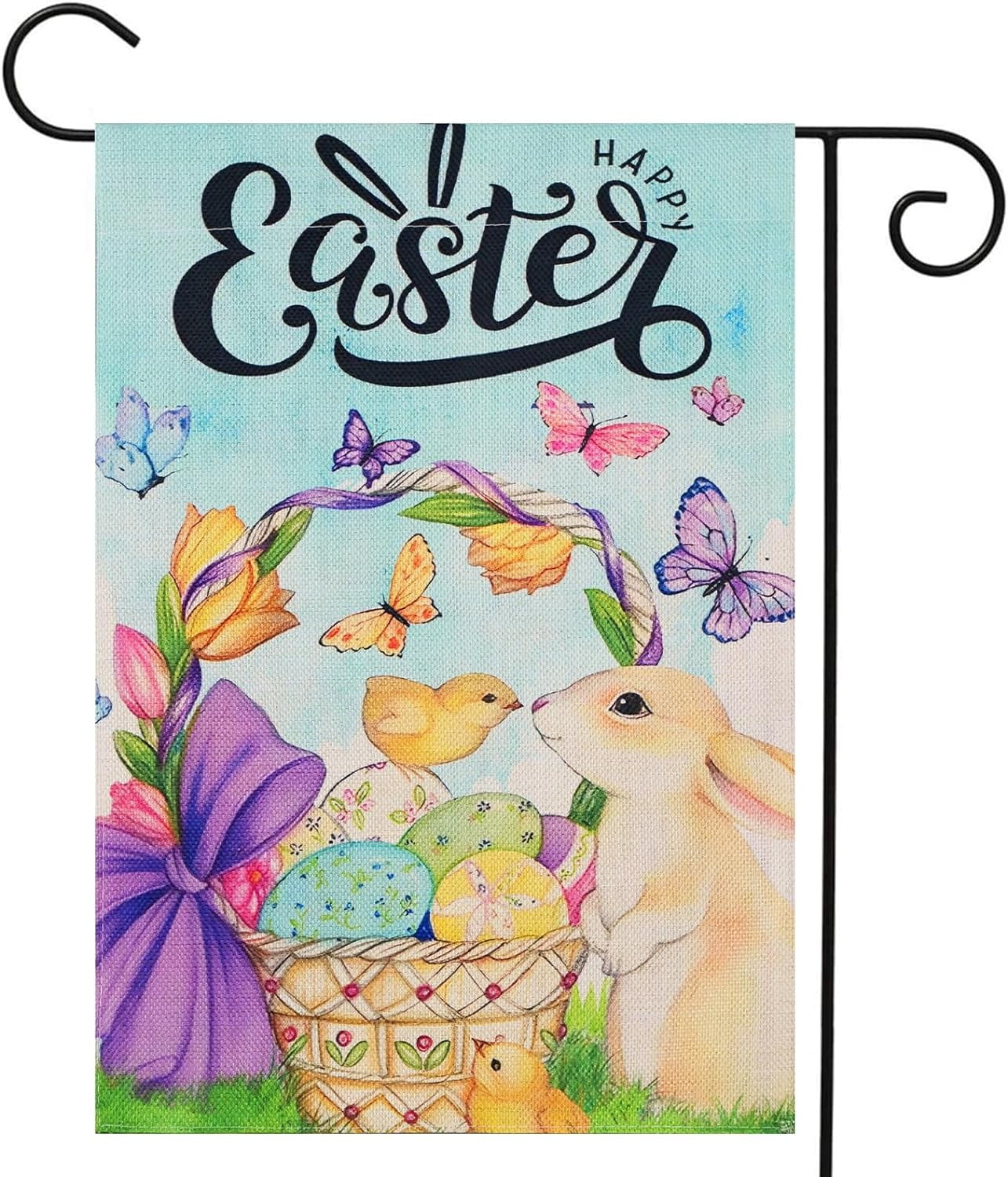 Happy Easter Bunny Garden Flag,Small Easter Flags for Outside,Vibrant ...