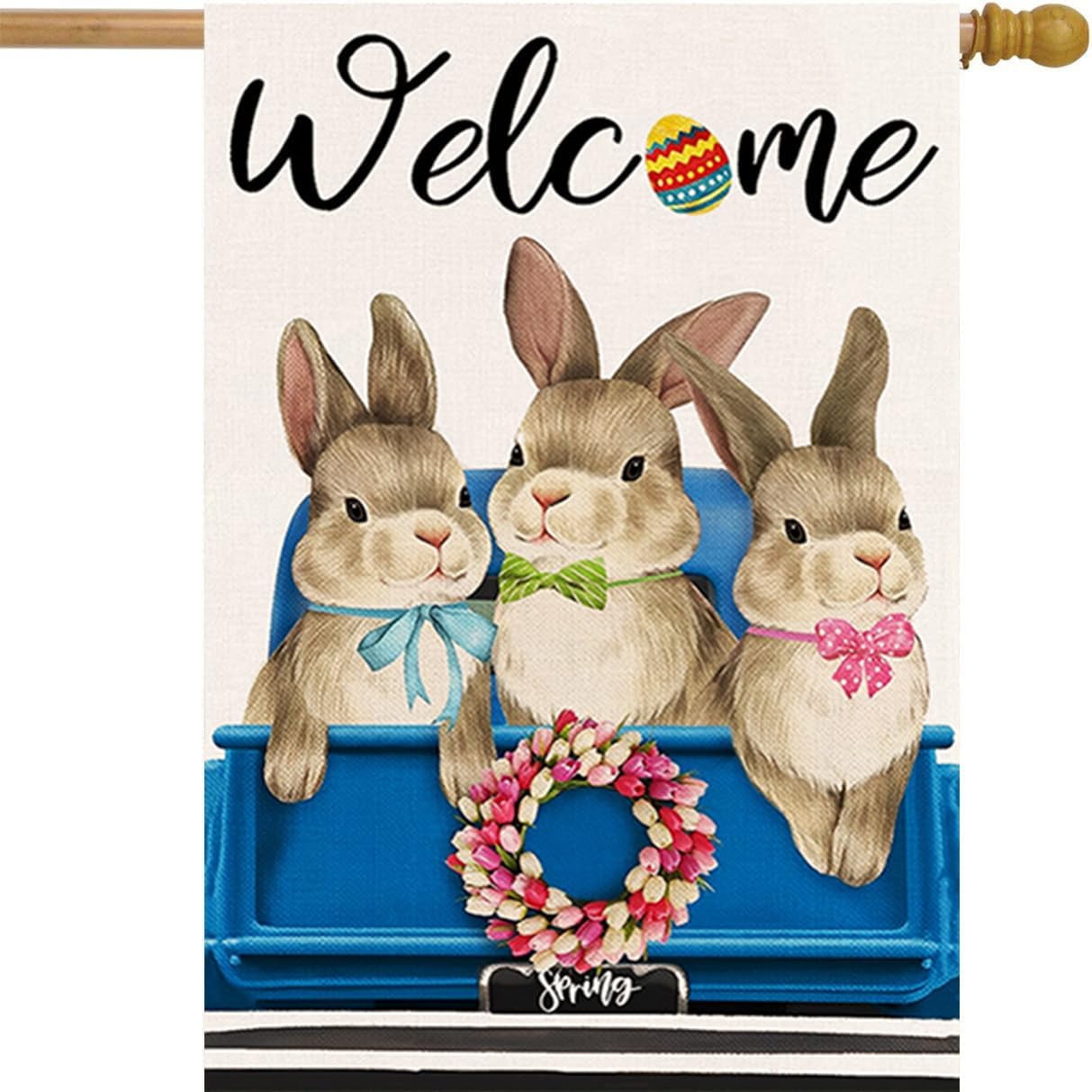 Happy Easter Bunny House Flag 28 x 40 Inch Welcome Spring Decorative ...