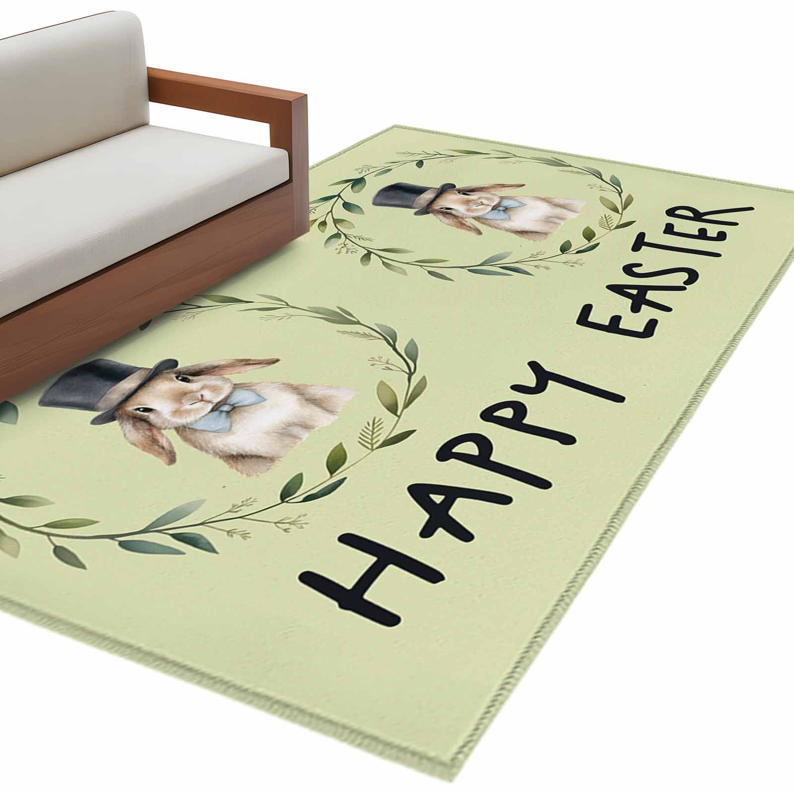 Happy Easter Bunny Washable Area Rug 3 x 5 ft Spring Hated Rabbits ...