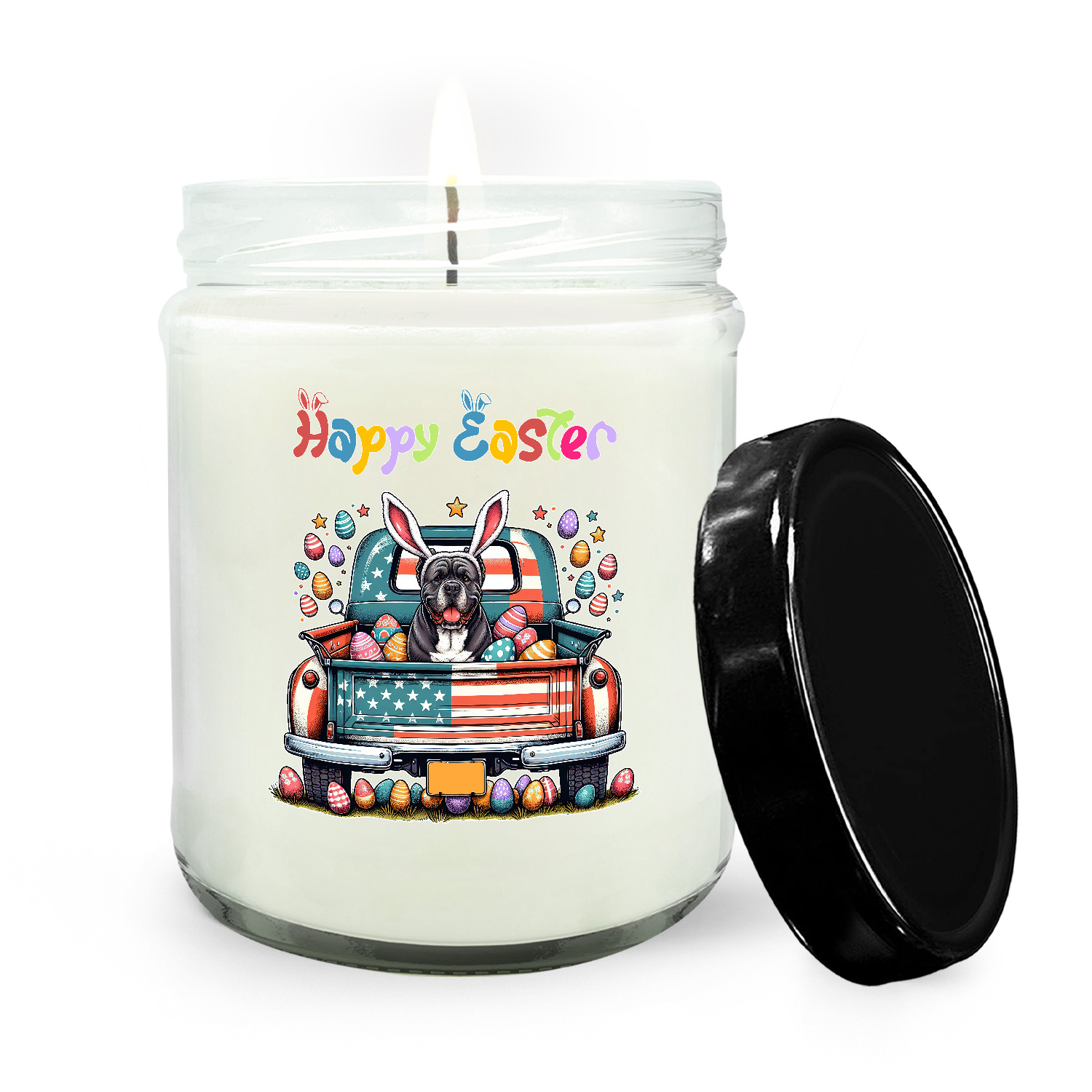 Happy Easter Cane Corso American Flag Truck Bunny Ears Soy Wax Candle ...