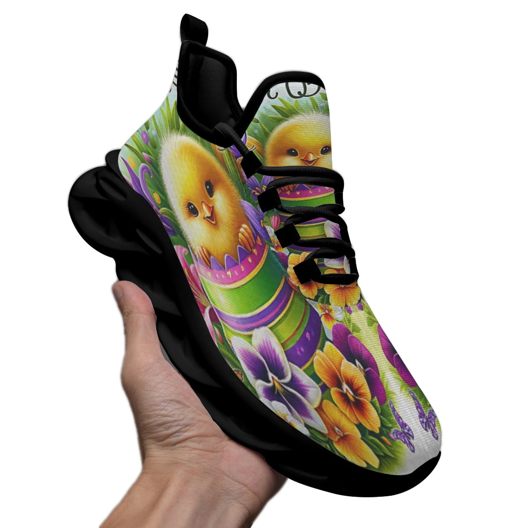 Happy Easter Chick Shoes Sneakers Black Size 7 - Walmart.com