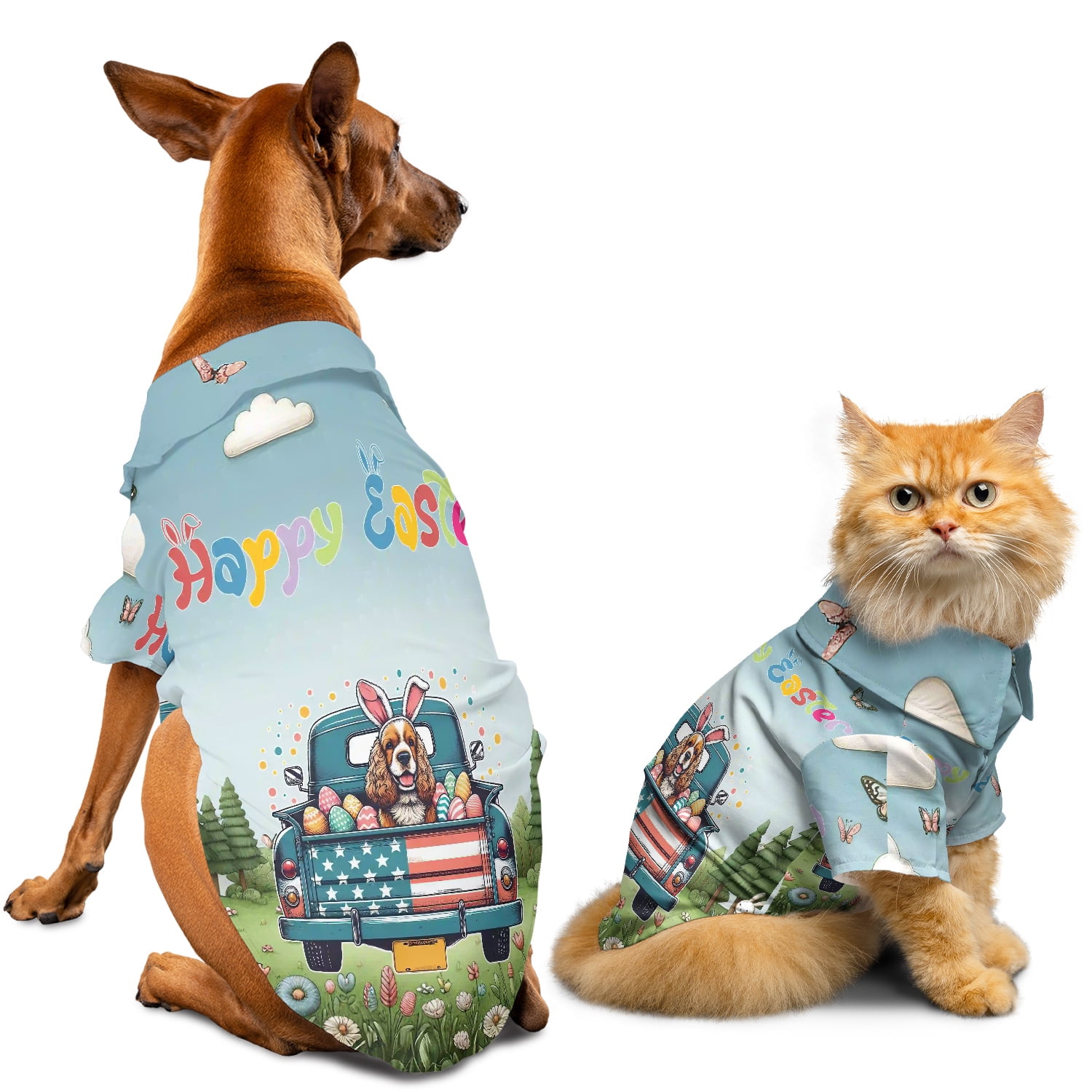 Happy Easter Cocker Spaniel American Flag Truck Bunny Ears Hawaiian ...