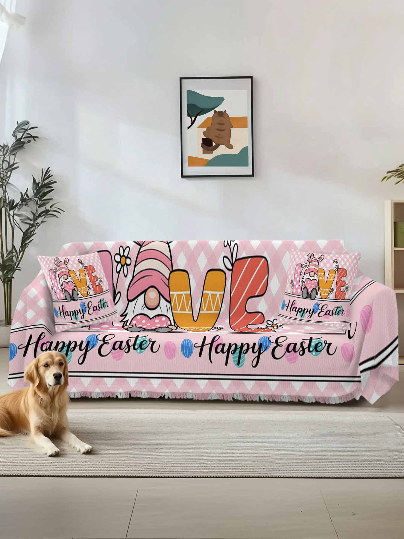 Happy Easter Couch Cover Sofa Covers 3 Cushion Sectional Couch, Spring ...
