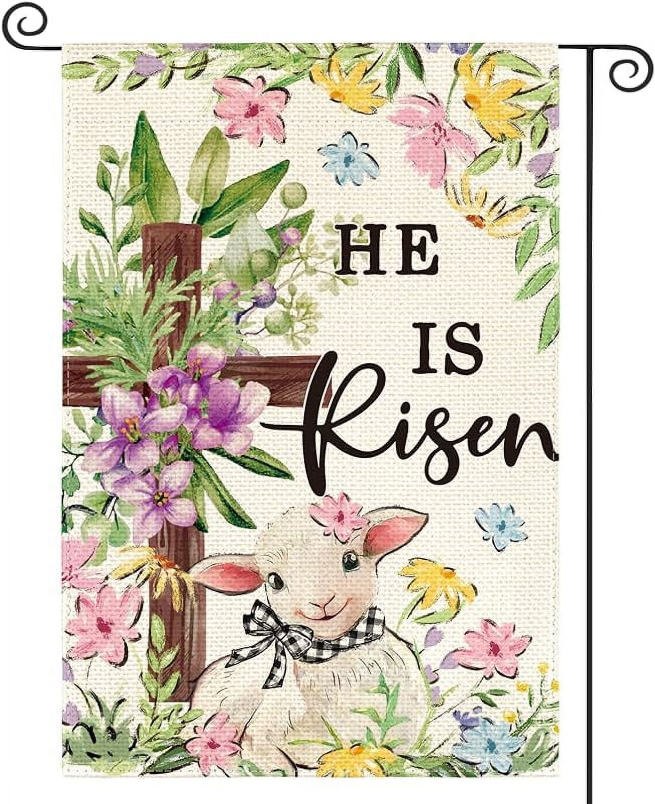 Happy Easter Cross Garden Flag 12x18 Inch Double Sided Easter Flags ...