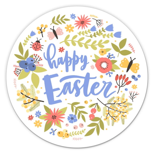 Happy Easter Cute Floral Spring Design - 12" Vinyl Sticker Waterproof ...