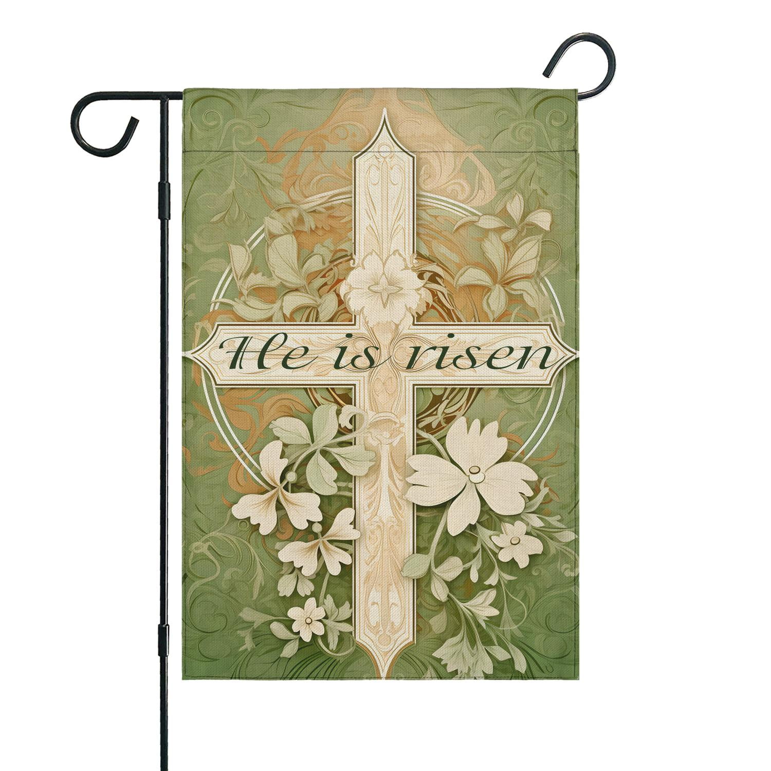 Happy Easter Day House Flag Burlap Garden Flag Lilies Easter Religious ...