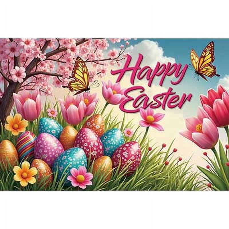 Happy Easter Day Photo Backdrop Rabbit Flower Fce Eggs Party ration ...