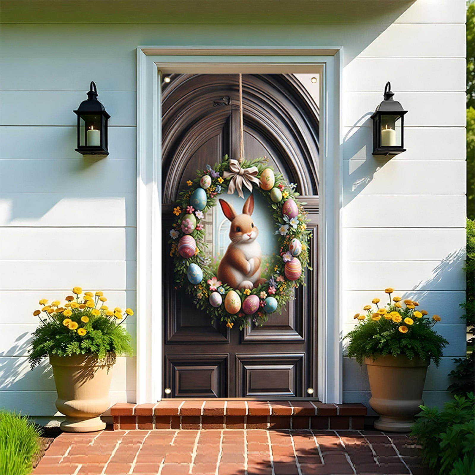 Happy Easter Door Cover, 35.4"*70.8" Large Bunny Eggs Spring Easter ...