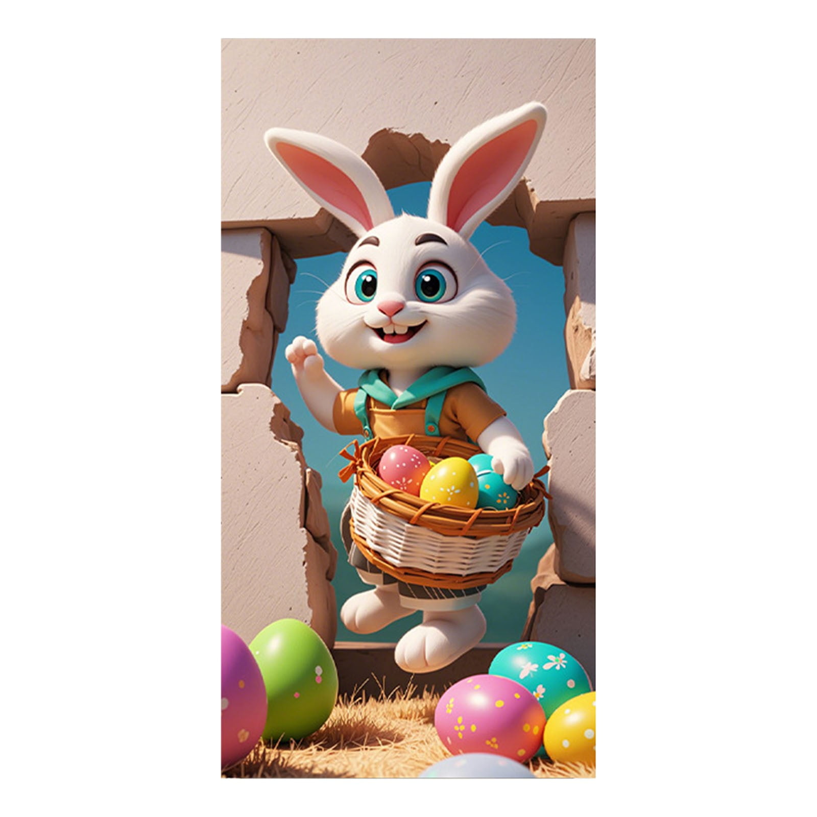 Happy Easter Door Cover Bunny Eggs Door Banner Welcome Easter Spring ...