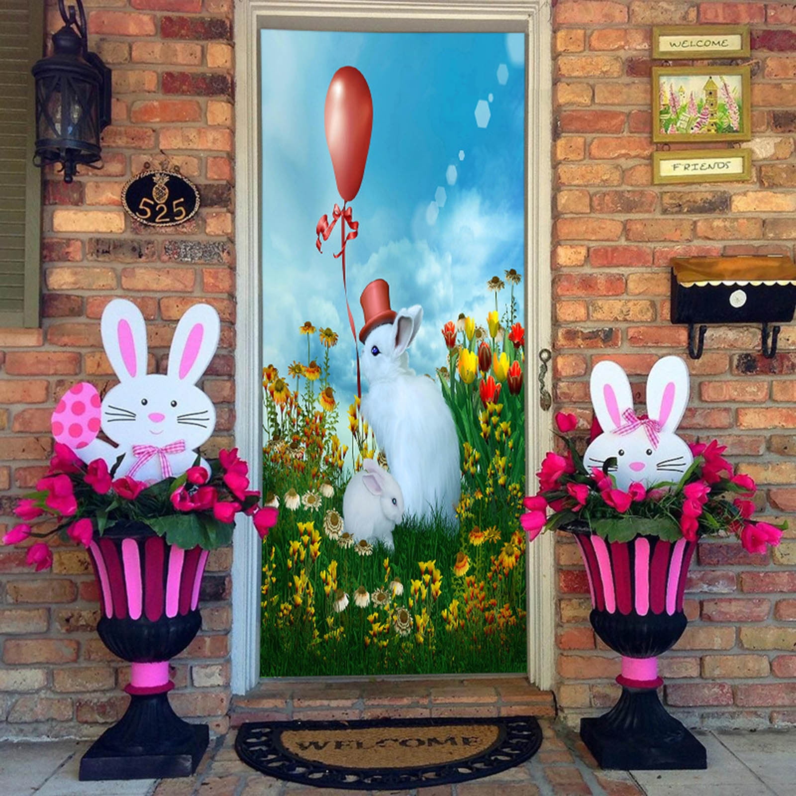 Happy Easter Door Cover Decoration Cute Bunny Door Cover Party ...