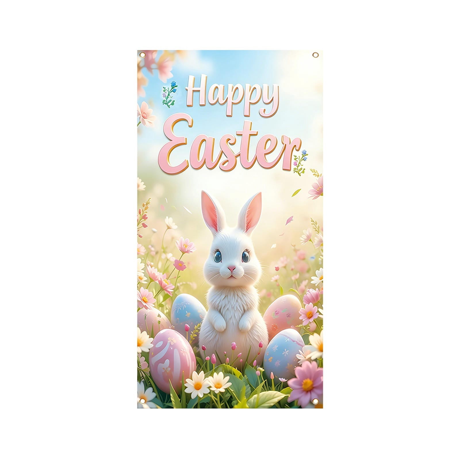 Happy Easter Door Cover, Hanging Bunny Banner Backdrop, Porch Sign ...