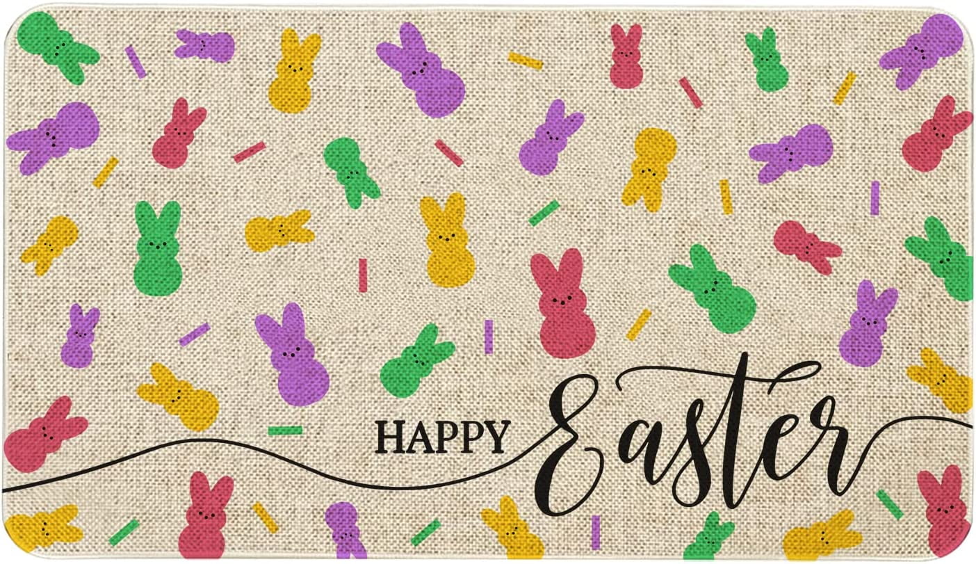 Happy Easter Door Mat 30 X 17 Inch Easter Bunny Welcome Peeps Doormat ...