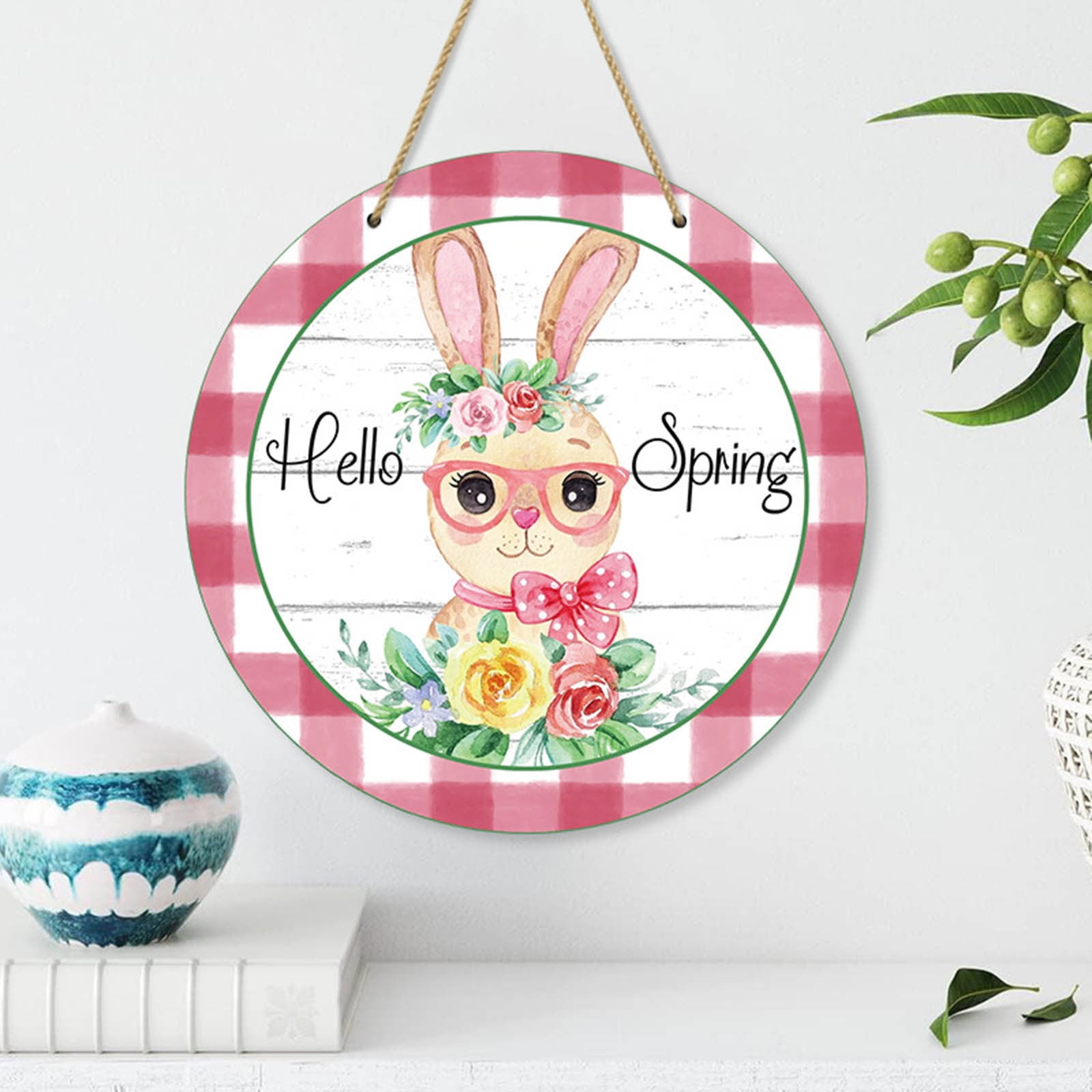 Happy Easter Door Sign Decorations Easter Decoration Spring Sign Wooden ...