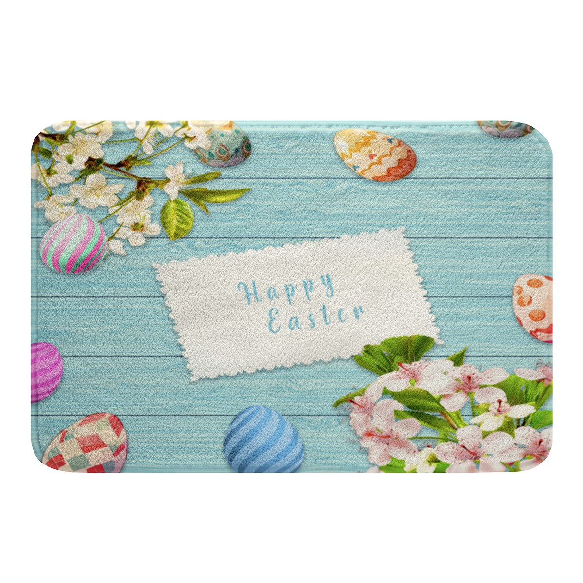 Happy Easter Doormat Colorful Easter Eggs Print Rug Easter Decoration ...