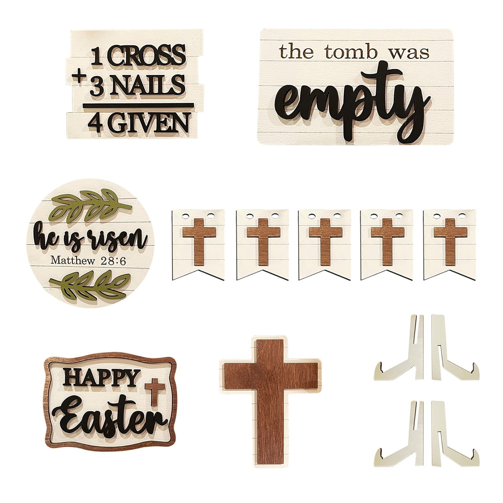 Happy Easter Easter Christian Wooden Tabletop Decor Set, Inspirational ...