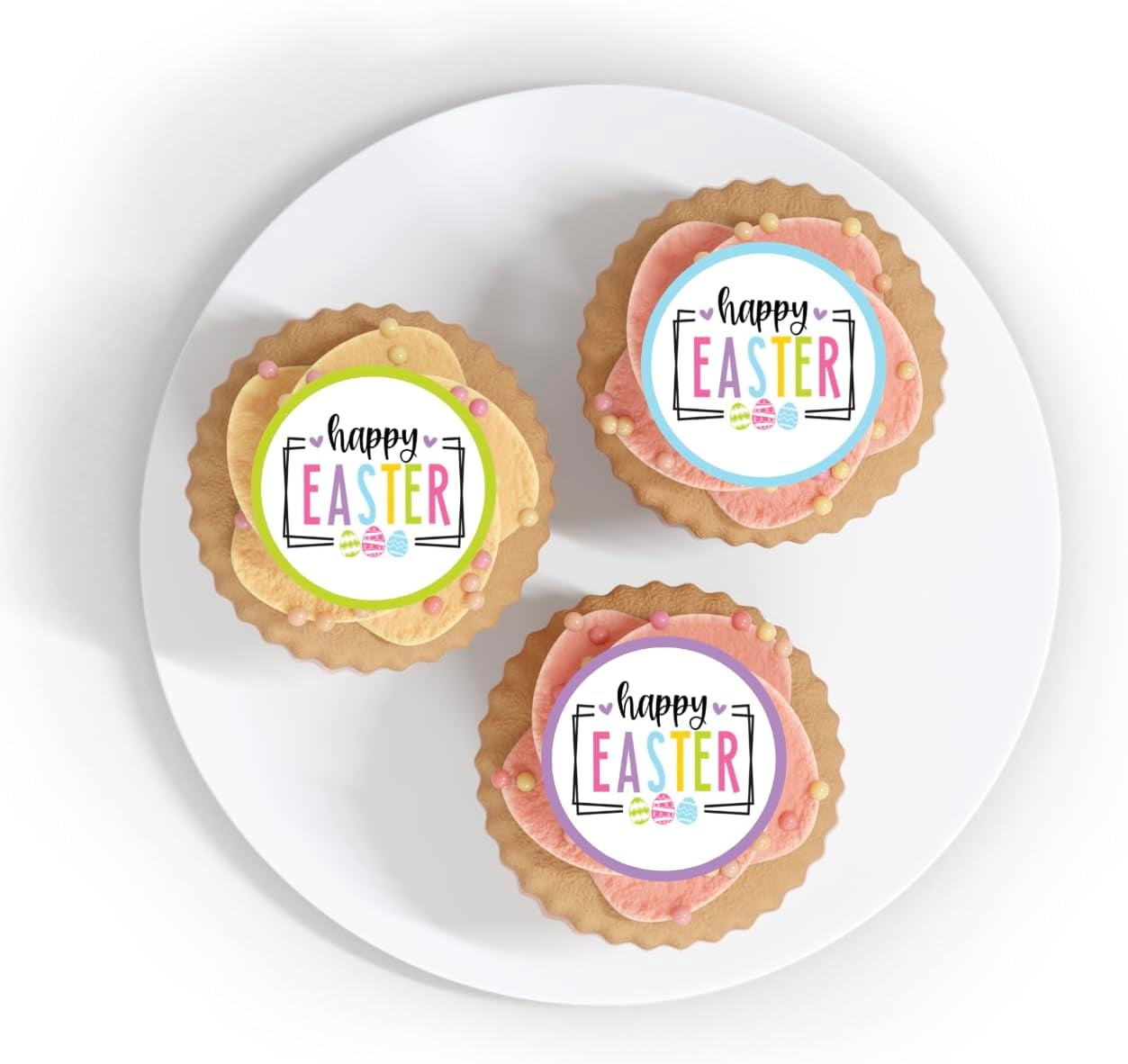 Happy Easter Edible Cupcake Topper Decorations, Pre-Cut Edible Image ...