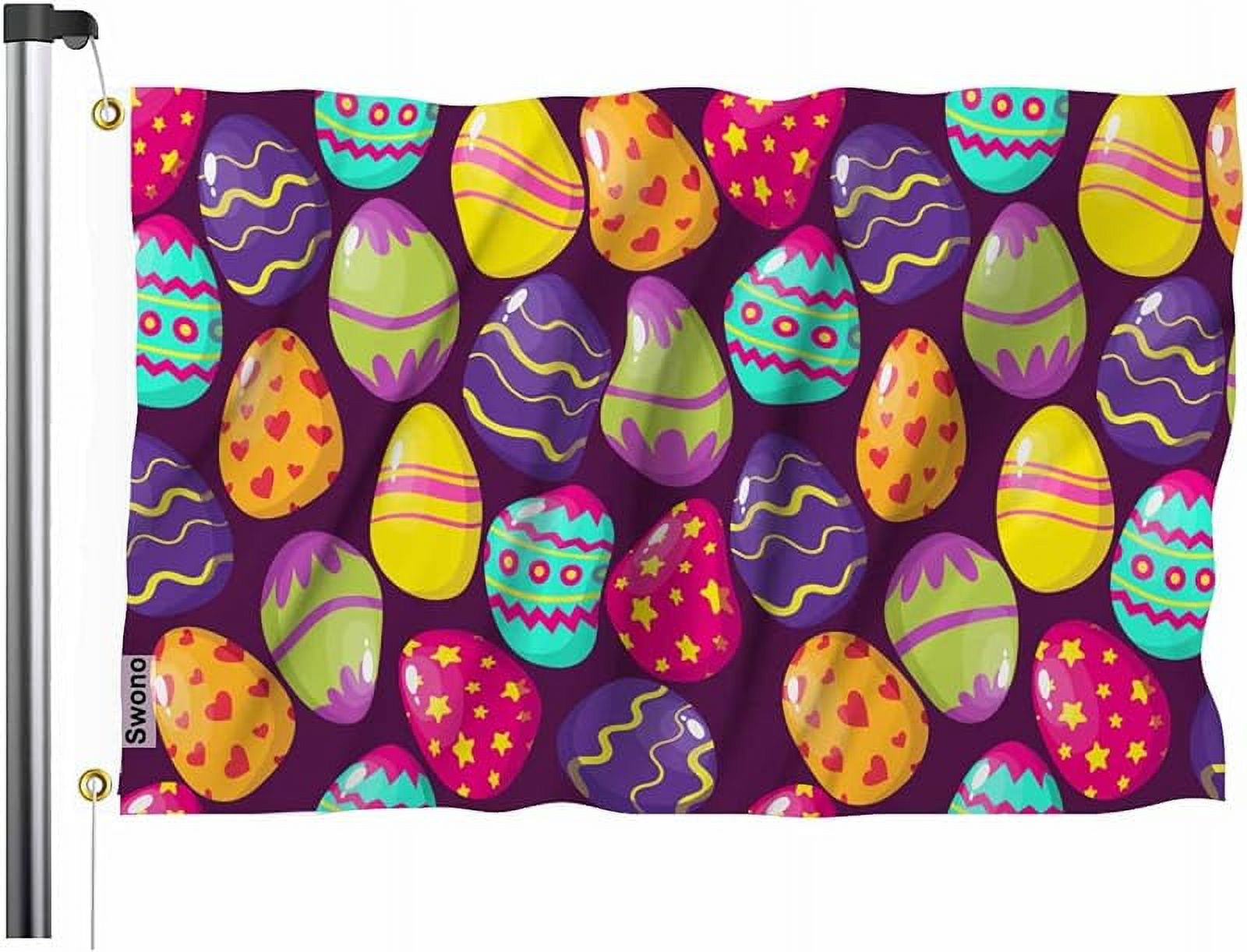 Happy Easter Eggs Flag 3x5 Ft Colorful Egg Star Stripe Wave Festival ...