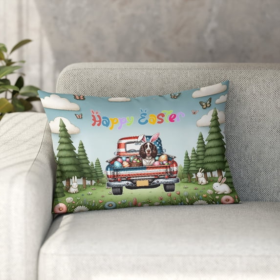 Happy Easter English Springer Spaniel American Flag Truck Pillowcase ...