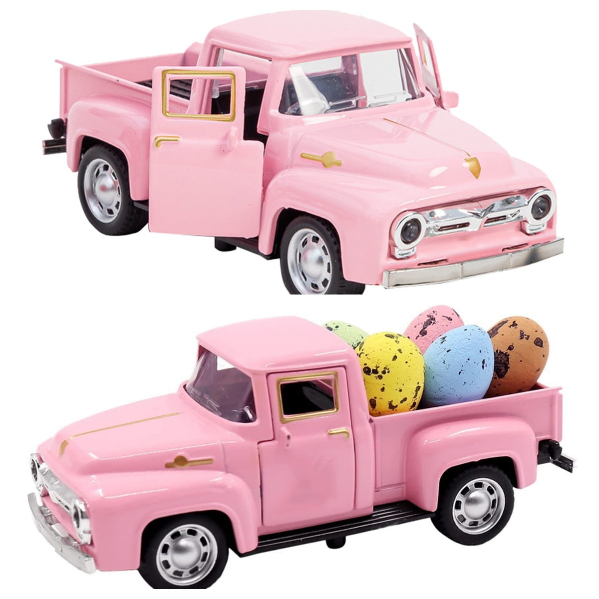 Happy Easter Farmhouse Pink Easter Truck - Mini Metal Decor for Spring ...