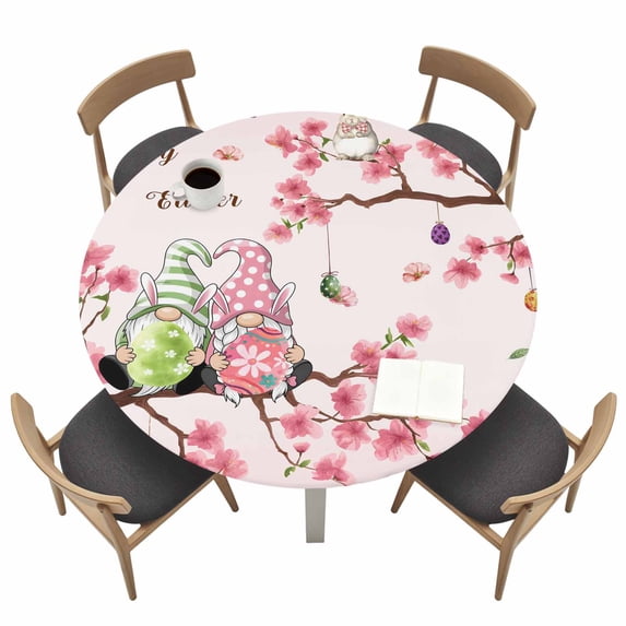 Happy Easter Fitted Tablecloth with Elastic Edged, Round Table Cloth ...