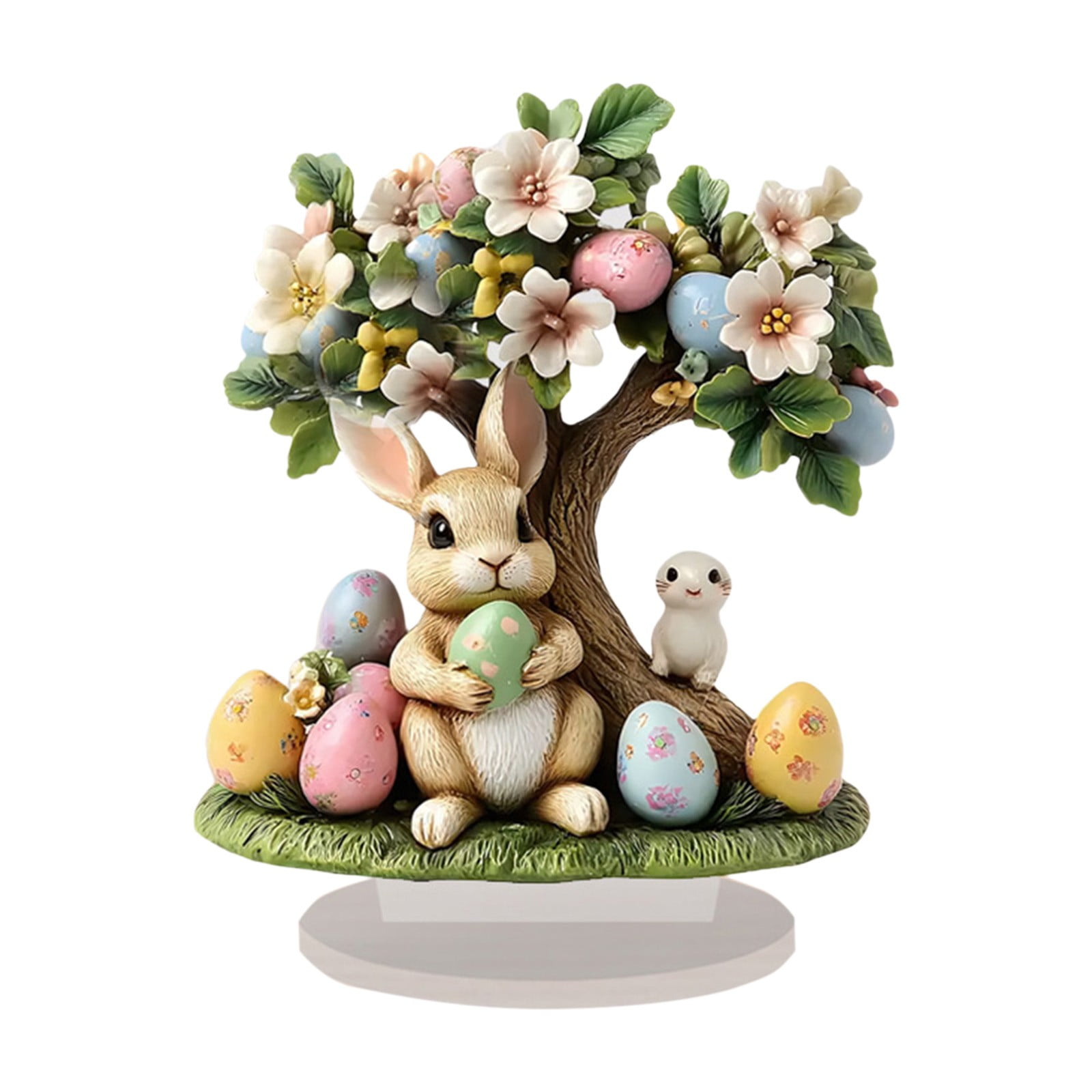 Happy Easter Flower Bunny Egg Decorations Cute Rabbit Ornament 2D Flat ...