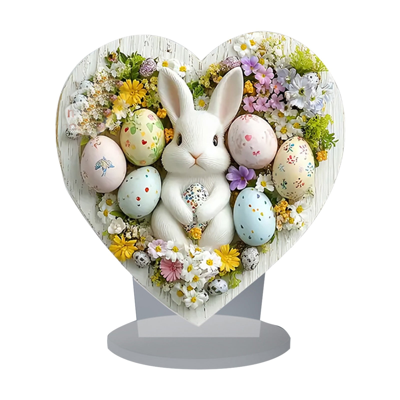Happy Easter Flower Bunny Egg Decorations Cute Rabbit Ornament 2D Flat ...