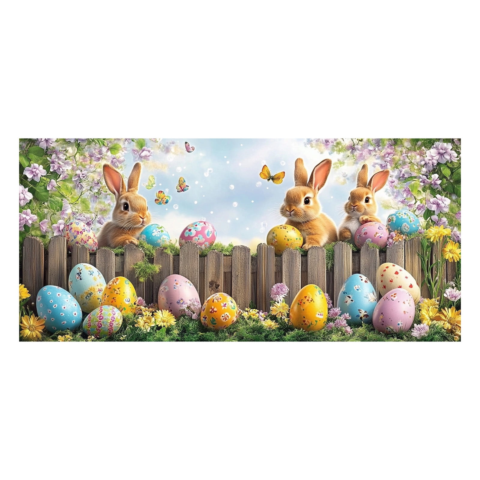 Happy Easter Garage Door Decorations Funny Rabbit Easter Egg Door Cover ...