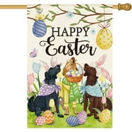 Toland Home Garden Long Eared Bunny Eggs Easter Flag Double Sided 12x18 ...