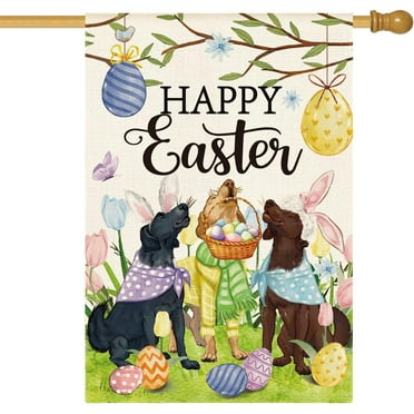 Toland Home Garden Long Eared Bunny Eggs Easter Flag Double Sided 12x18 ...