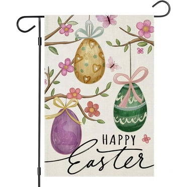 Happy Easter Wreath Garden Flag – 12” x 18”, Double Sided, House Flag ...