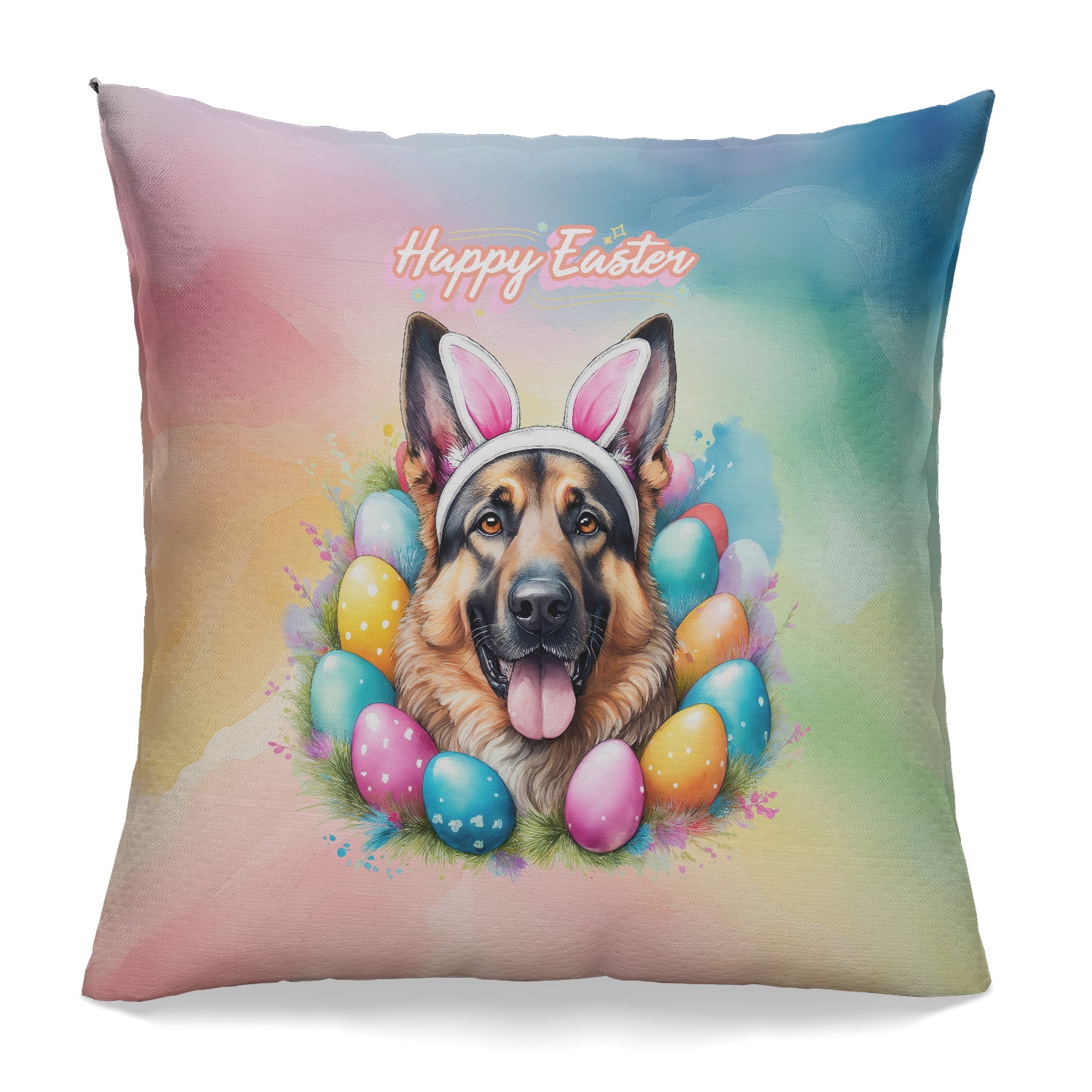 Happy Easter German Shepherd with Bunny Ear Headband and Flowers ...