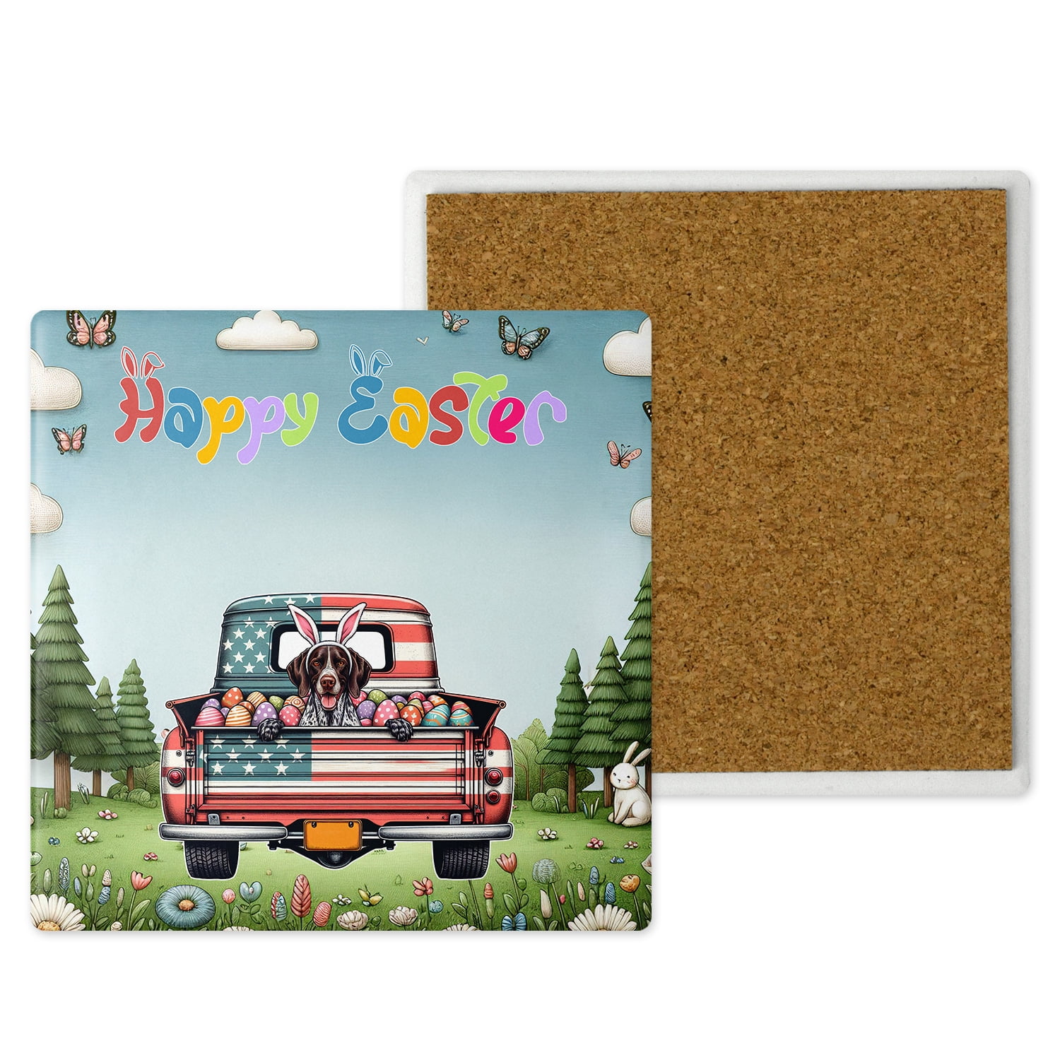 Happy Easter German Shorthaired Pointer American Flag Truck Bunny Ears ...