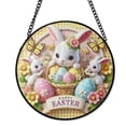 Happy Easter Gingham Yellow Stained Glass Suncatcher UV Printed Glass ...