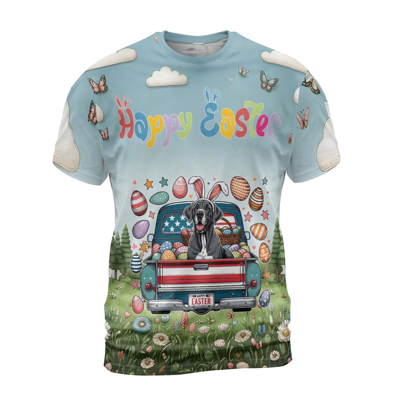 Happy Easter Great Dane American Flag Truck Bunny Ears All Over Print ...