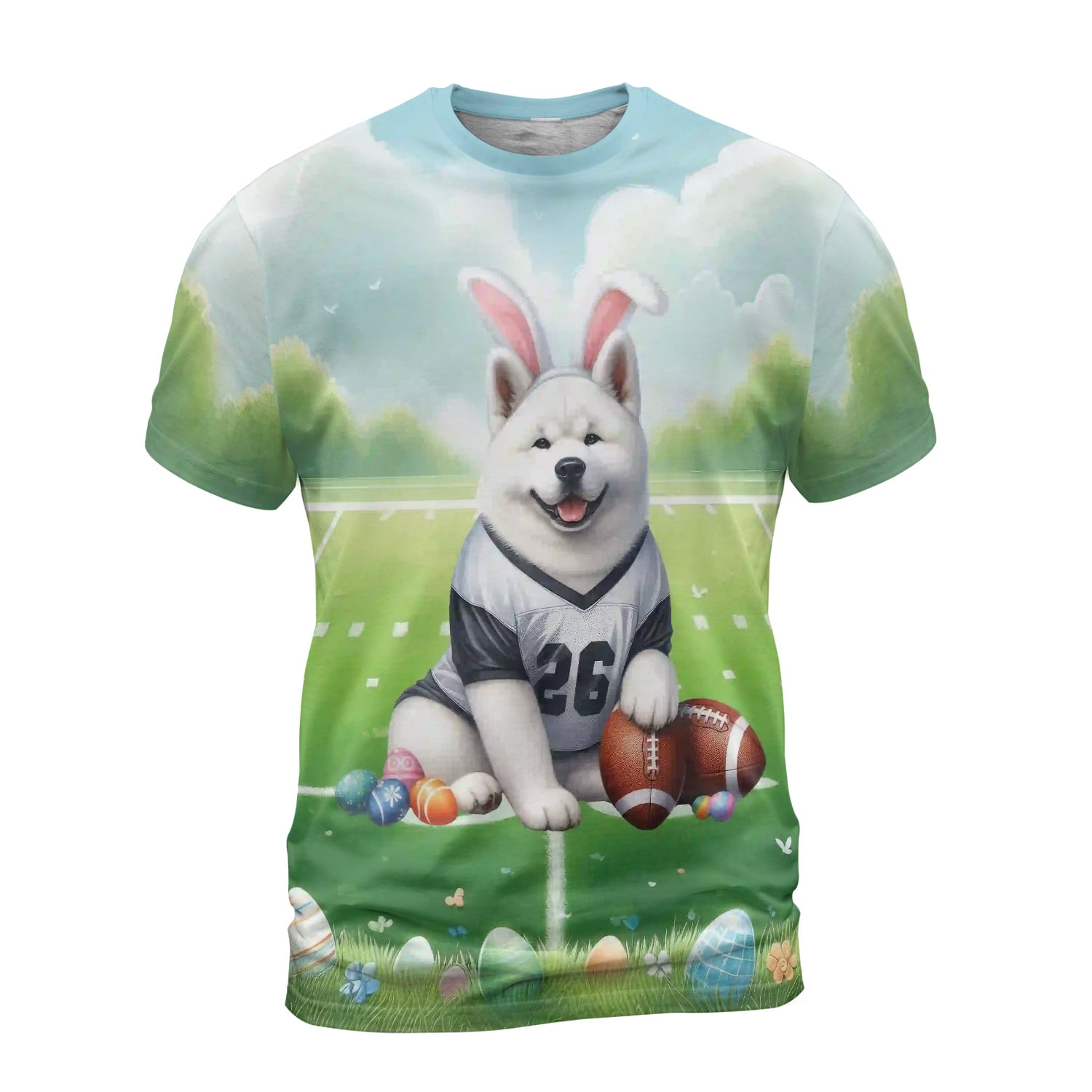 Happy Easter Hello Spring Akita Playing Football All Over Print 3D ...
