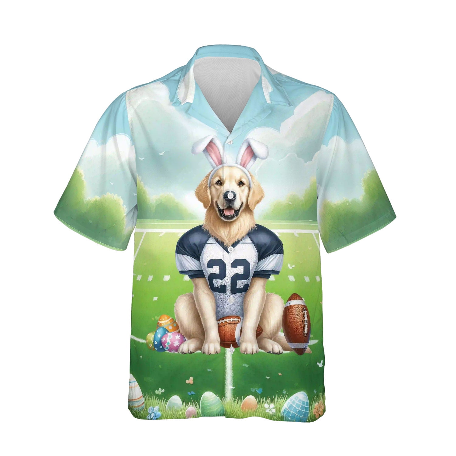 Happy Easter Hello Spring Golden Retriever Playing Football Hawaiian ...